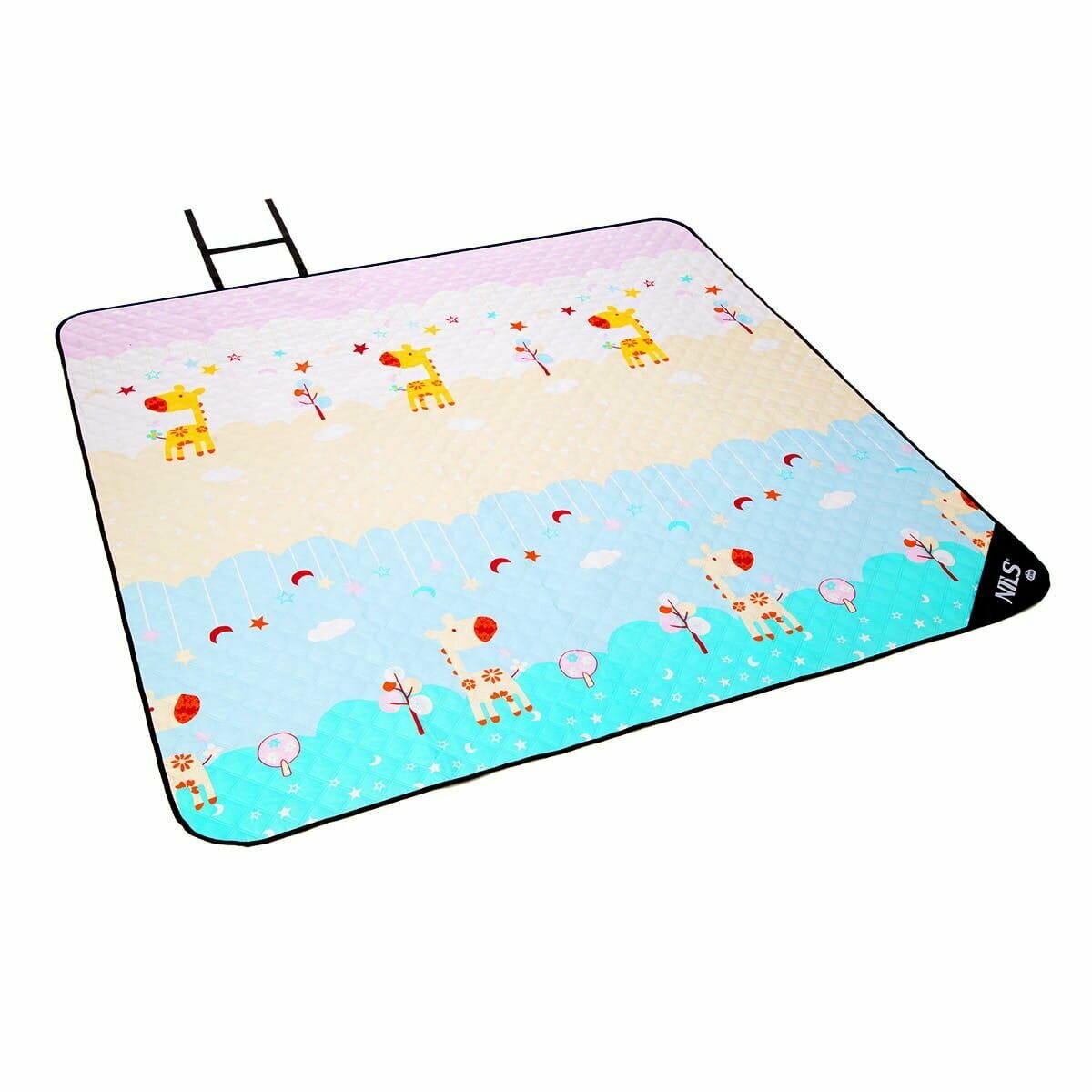 Одеяло для пикника 195X200 см Nils Camp NC8028 Жираф, Decathlon, Цвет: Розовый / светло-голубой / темно-песочный