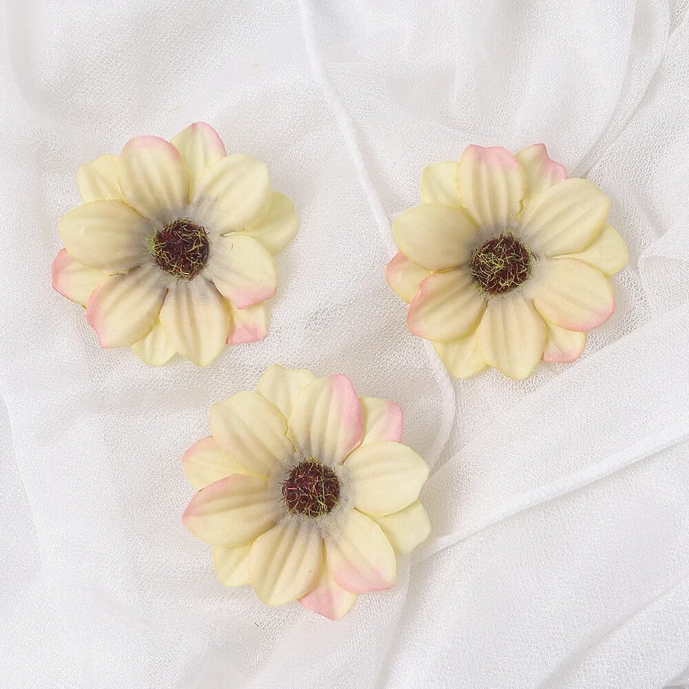 Белые искусственные цветы-подсолнухи, 20шт, Pink Yellow