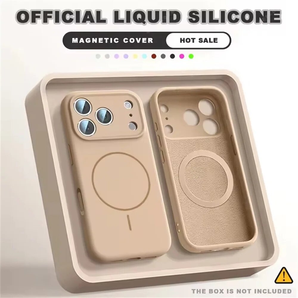 Жидкий силиконовый магнитный чехол для телефона для iPhone 17, 16, 15 Plus 13 12 Pro Max Air Candy Color Matte для Magsafe Back Cover Funda