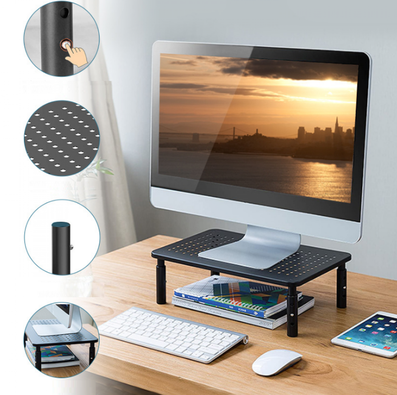 Подставка для монитора MyPads из алюминия с регулировкой высоты, черная