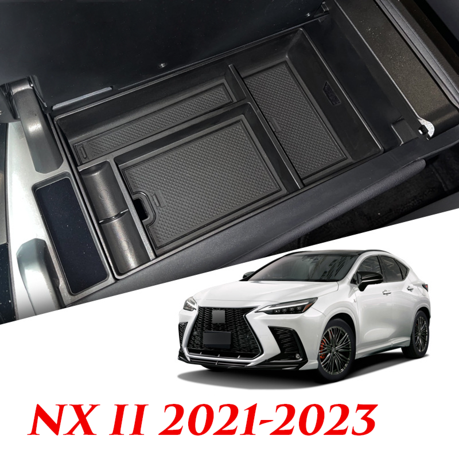 Внутренний органайзер MyPads для центрального подлокотника Lexus NX II 2021-2023 черный пластик