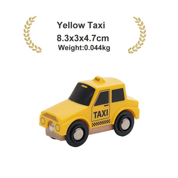 Деревянный такси желтый, 8.3x3x4.7 см