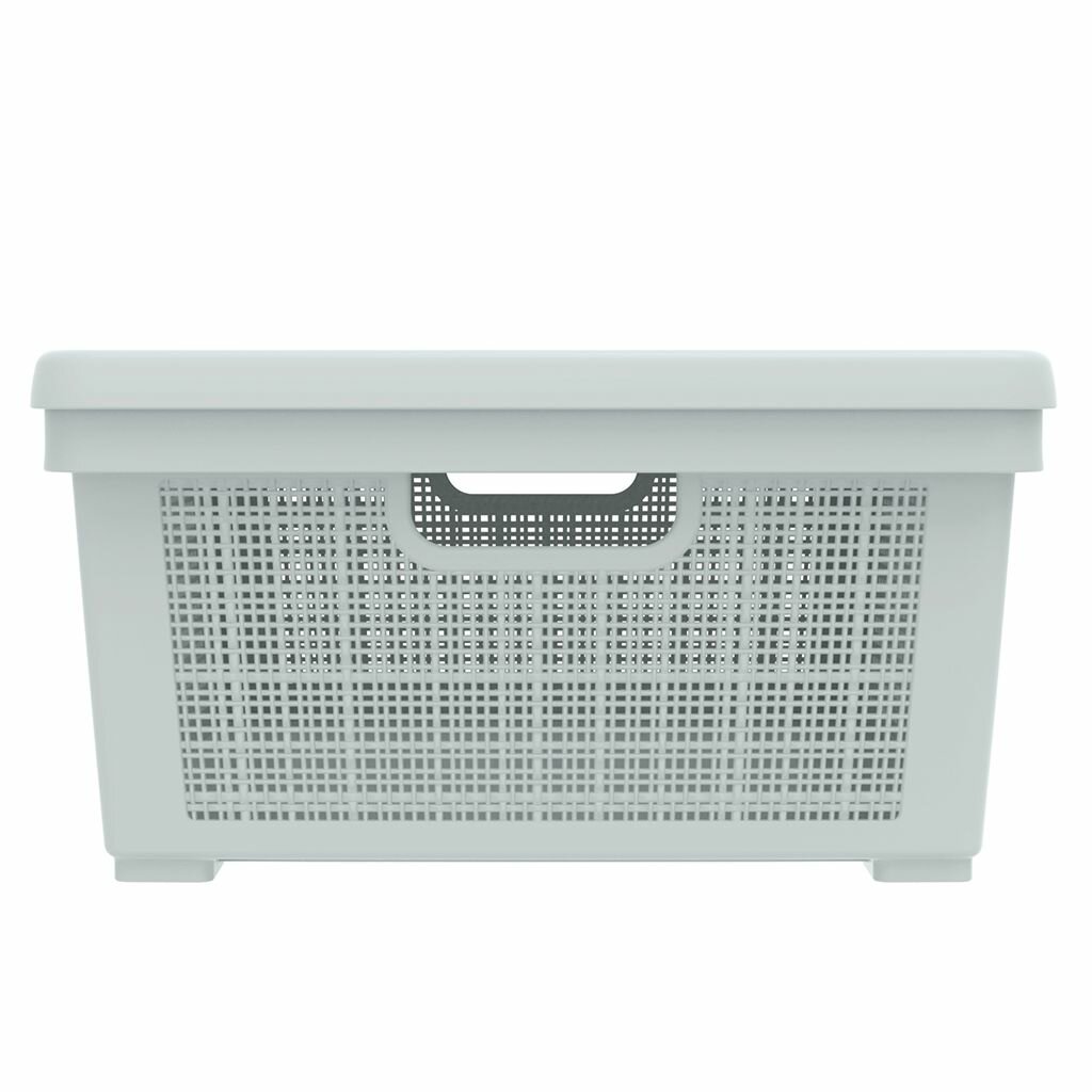 Корзина для хранения альт пласт "Лен", 35 л, 56,8х40х20,3 см, с крышкой, полипропилен, серый (АП 476)