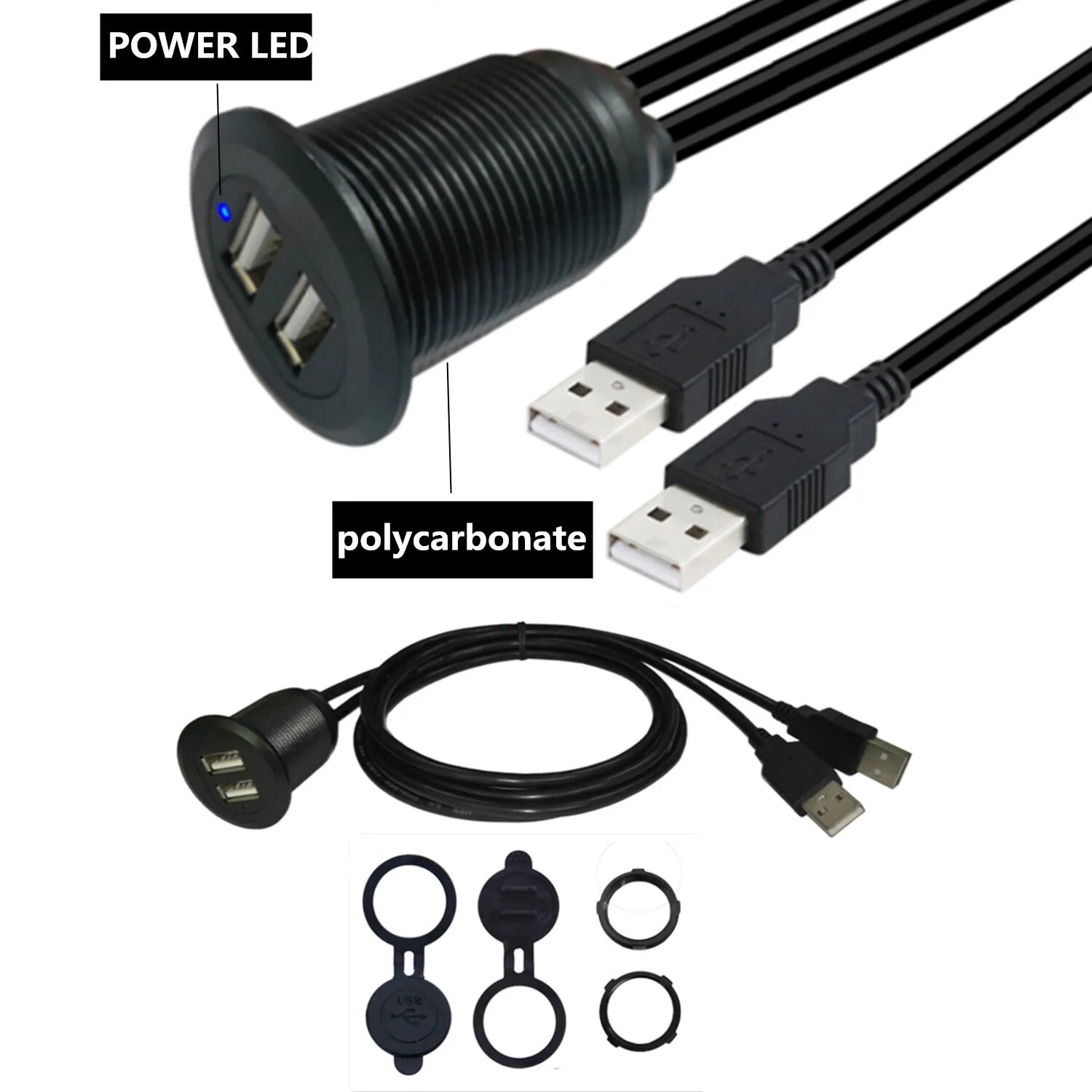 HOQO USB 2.0 кабель 1м для скрытого монтажа