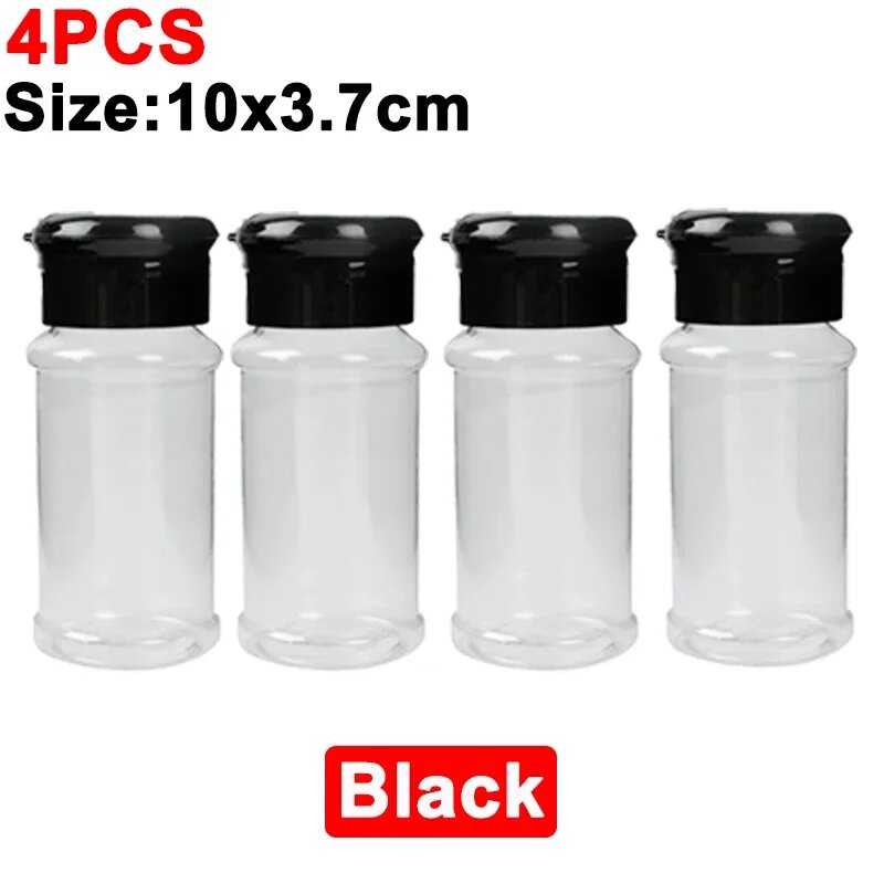 4 шт. Шейкеры для специй, 10x3.7 см, Черный