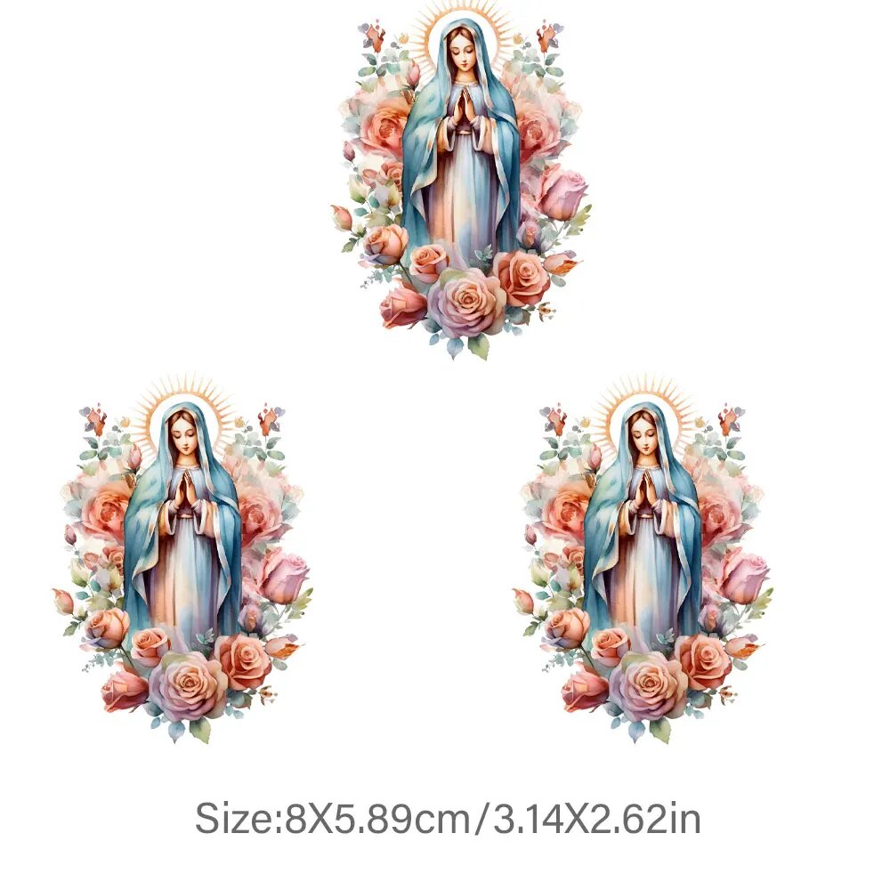 Термонаклейка Богородица с цветами, 8x5.89 см, SXTH00103-12