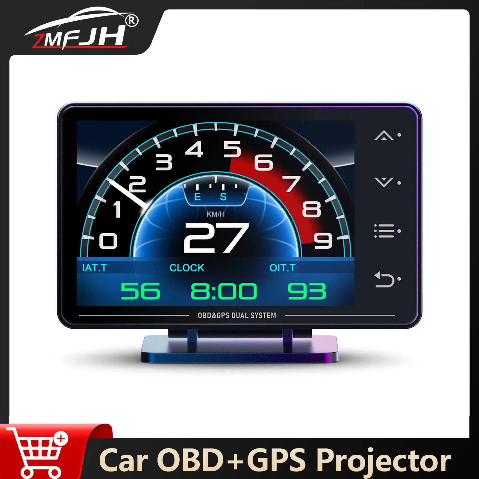 Многофункциональный автомобильный проекционный дисплей XS (HUD) с OBD+GPS: спидометр, тахометр, температура воды, давление масла, бортовой компьютер