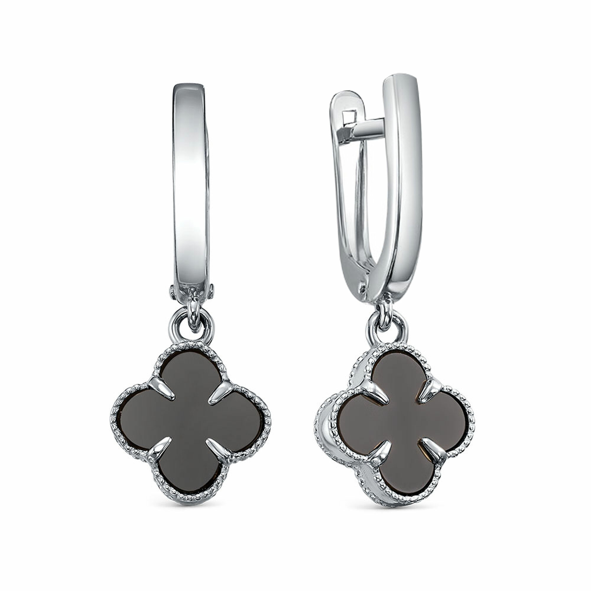 Серьги, серебро, 925 проба, родирование, оникс