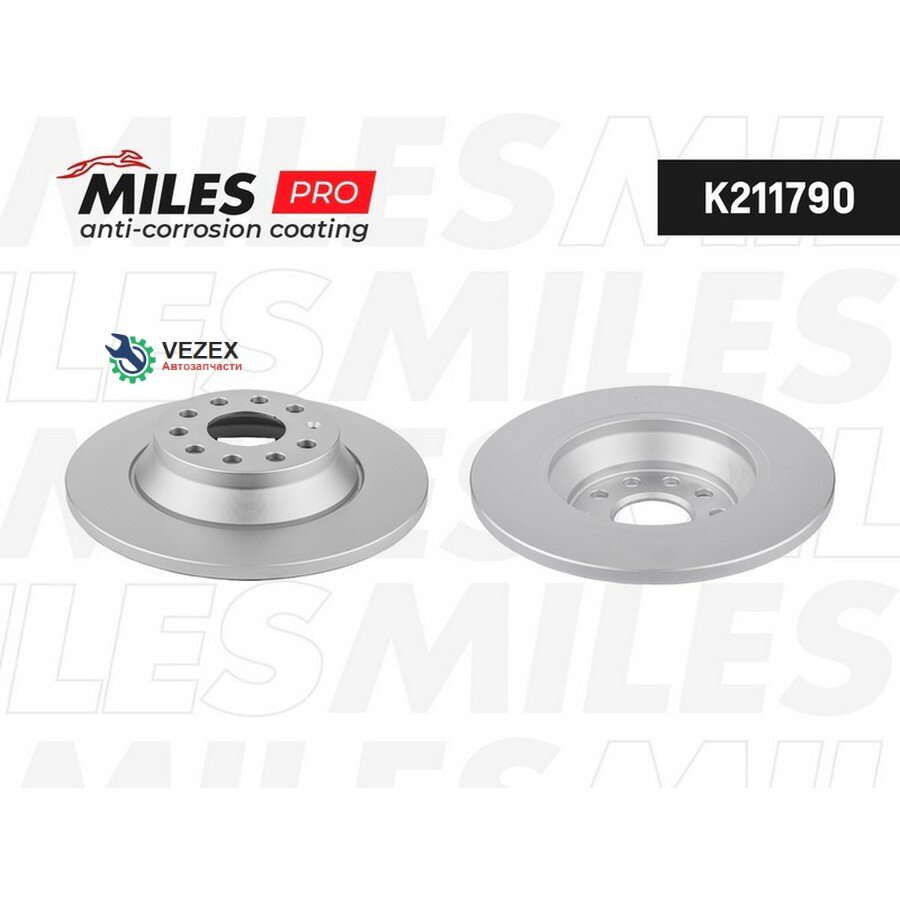 MILES K211790 Диск тормозной (серия PRO с антикоррозионным покрытием) AUDI Q3 11-/VW PASSAT 14-/TIGUAN 16- задний D 300мм. (TRW DF6504) K211790 2шт
