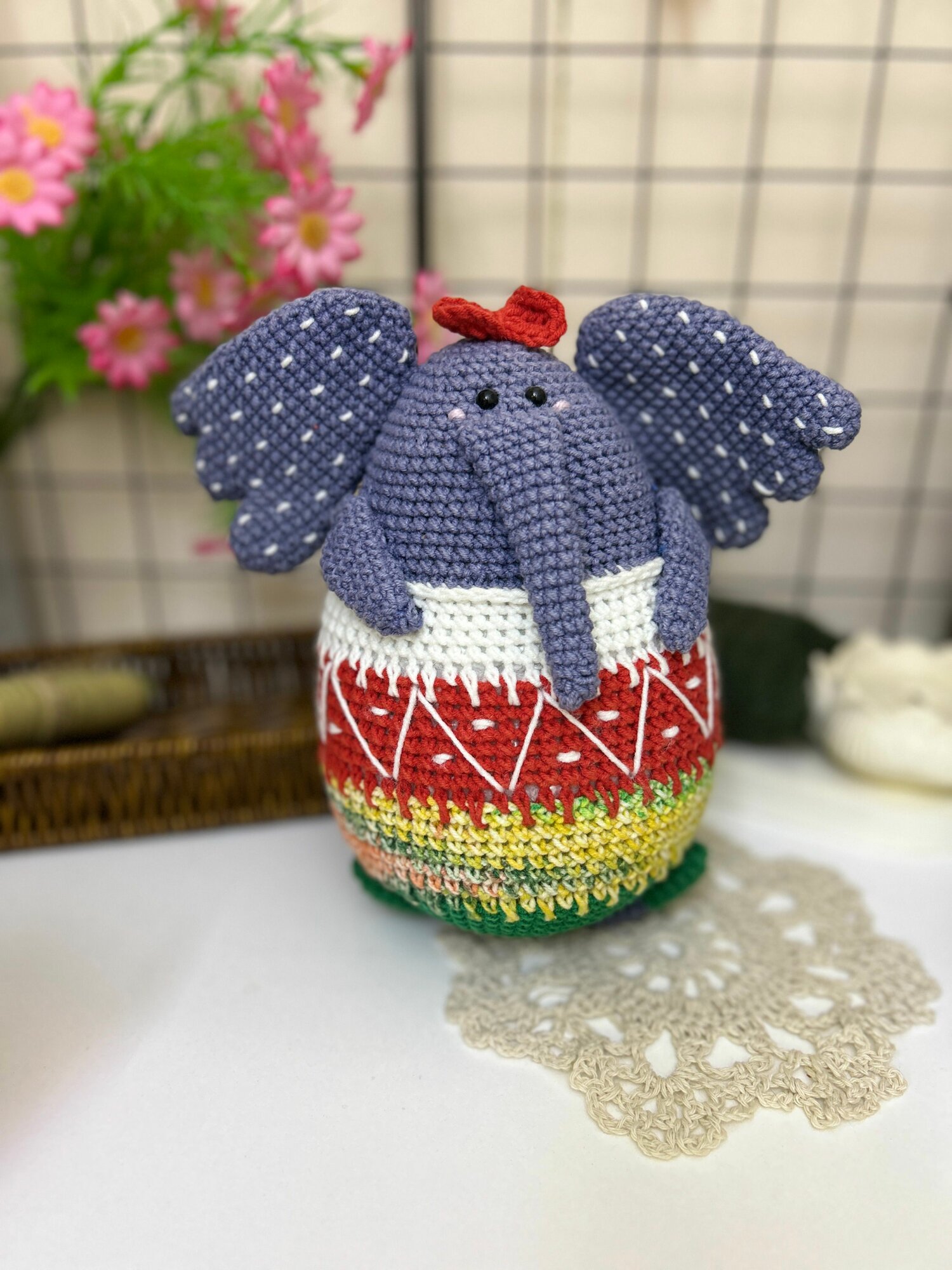 Вязаная игрушка Слоненок. Слон ручной работы. Игрушка в подарок