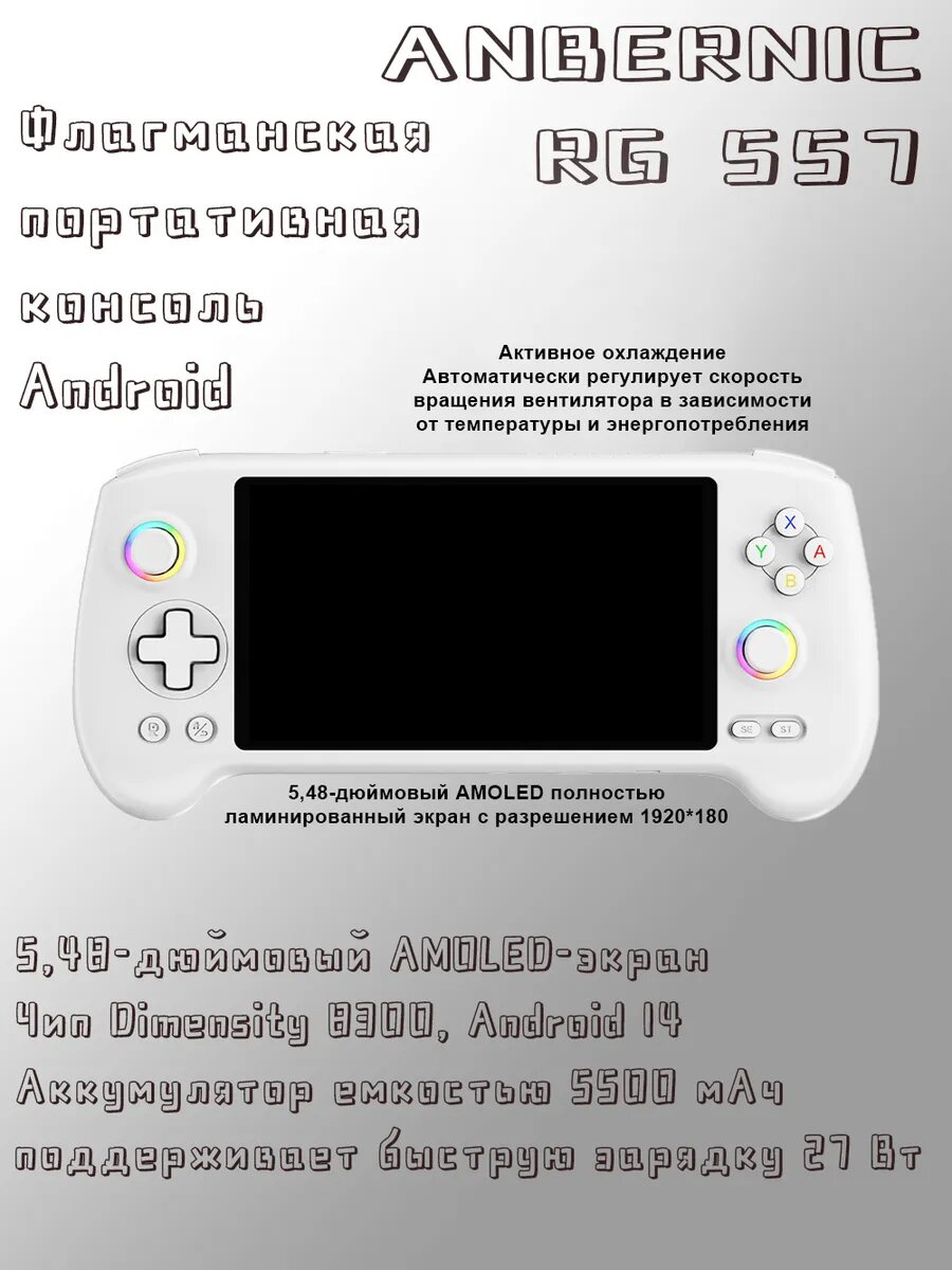 ANBERNIC RG557 Белая, стандартная версия, ретро-портативная игровая консоль.