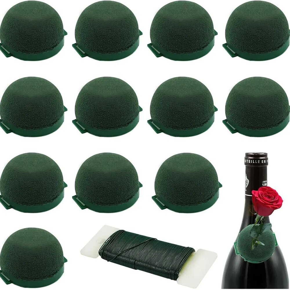 Цветочная губка круглая 5.4 см темно-зеленая для флористики 12 штук