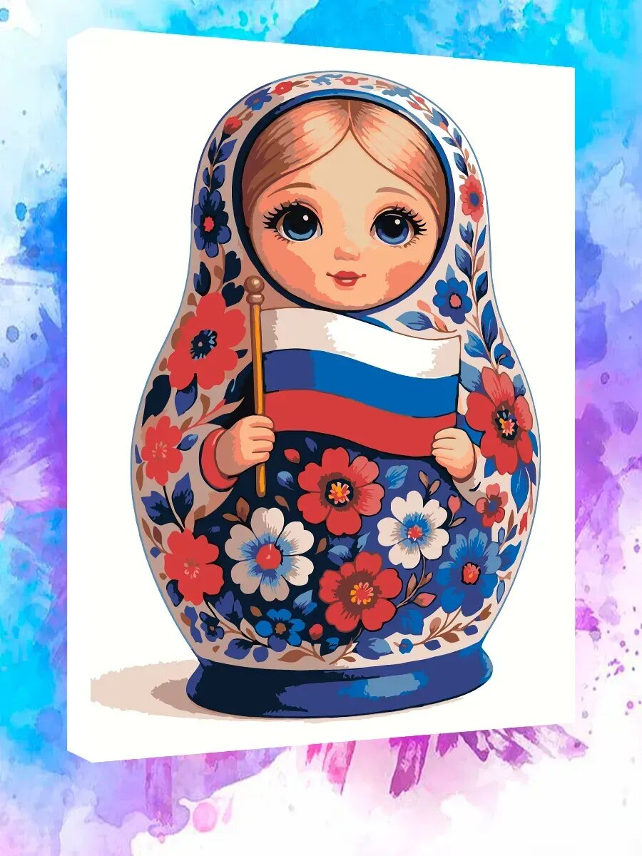 Картина по номерам Матрешка Флаг России