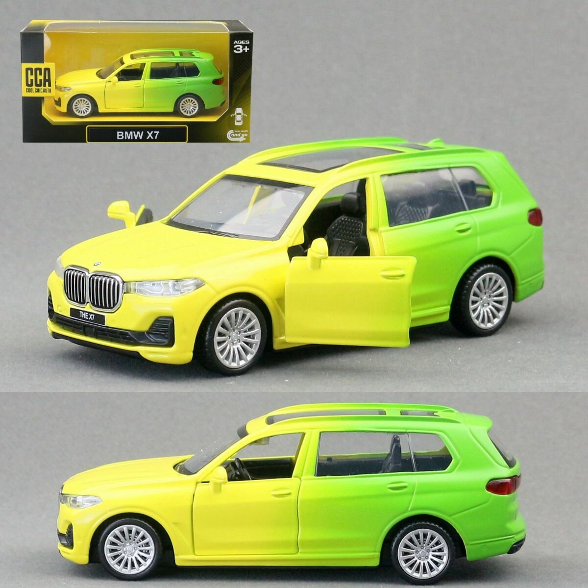 CCA 1:36 Литая модель автомобиля, металлический корпус(BMW X7 желтый)