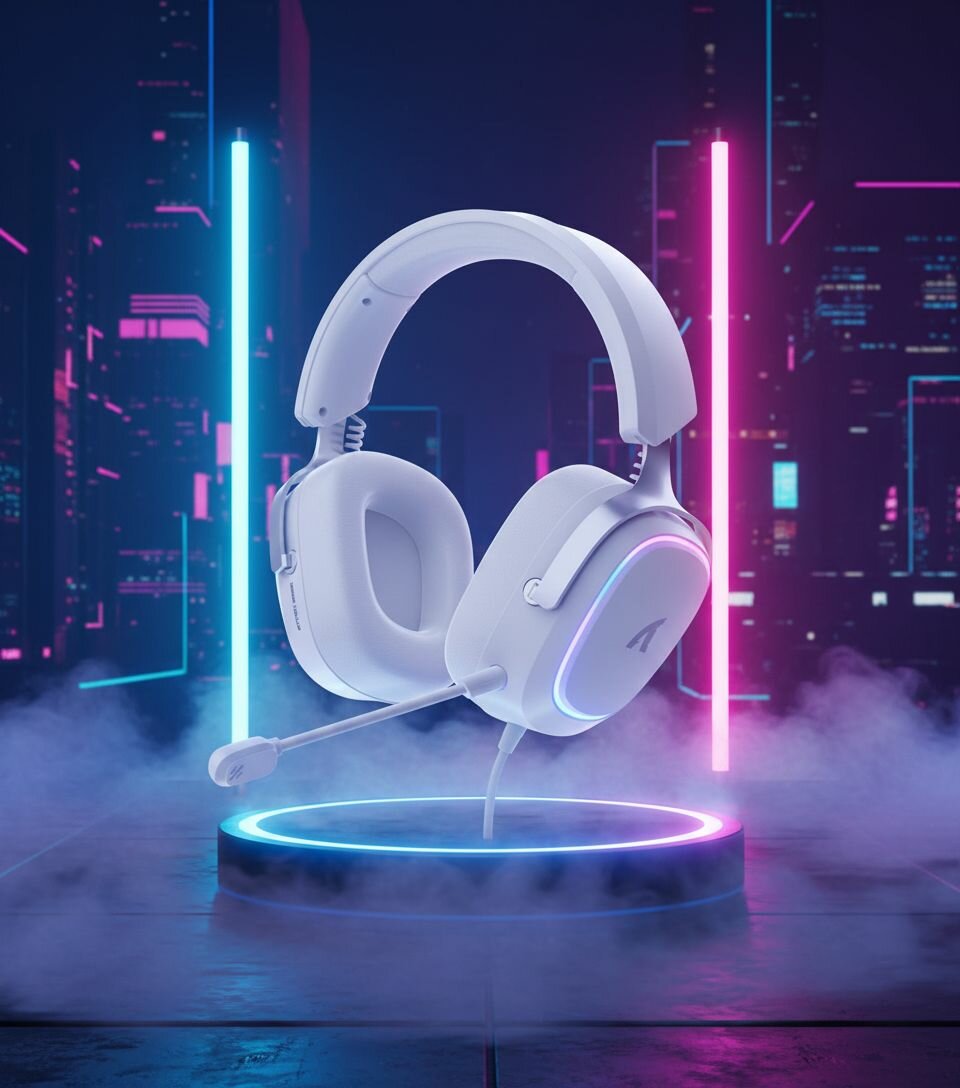 ATTACK SHARK Наушники с микрофоном, Bluetooth, USB Type-C, USB Type-A, белый беспроводная гарнитура для ПК