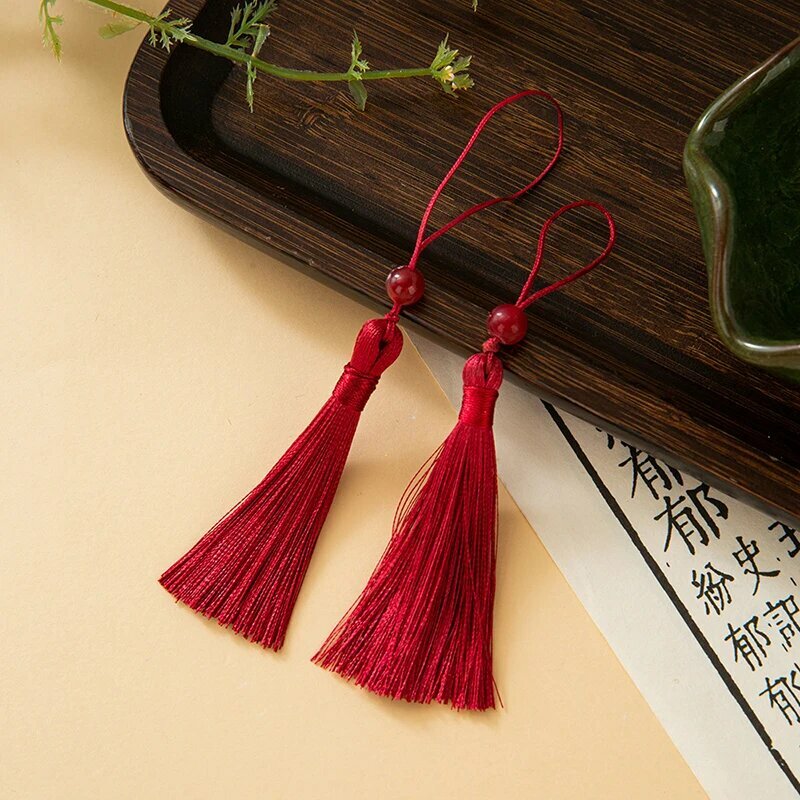 10 шт. шелковые кисточки 8 см с кристаллами для рукоделия Бордовый, wine red