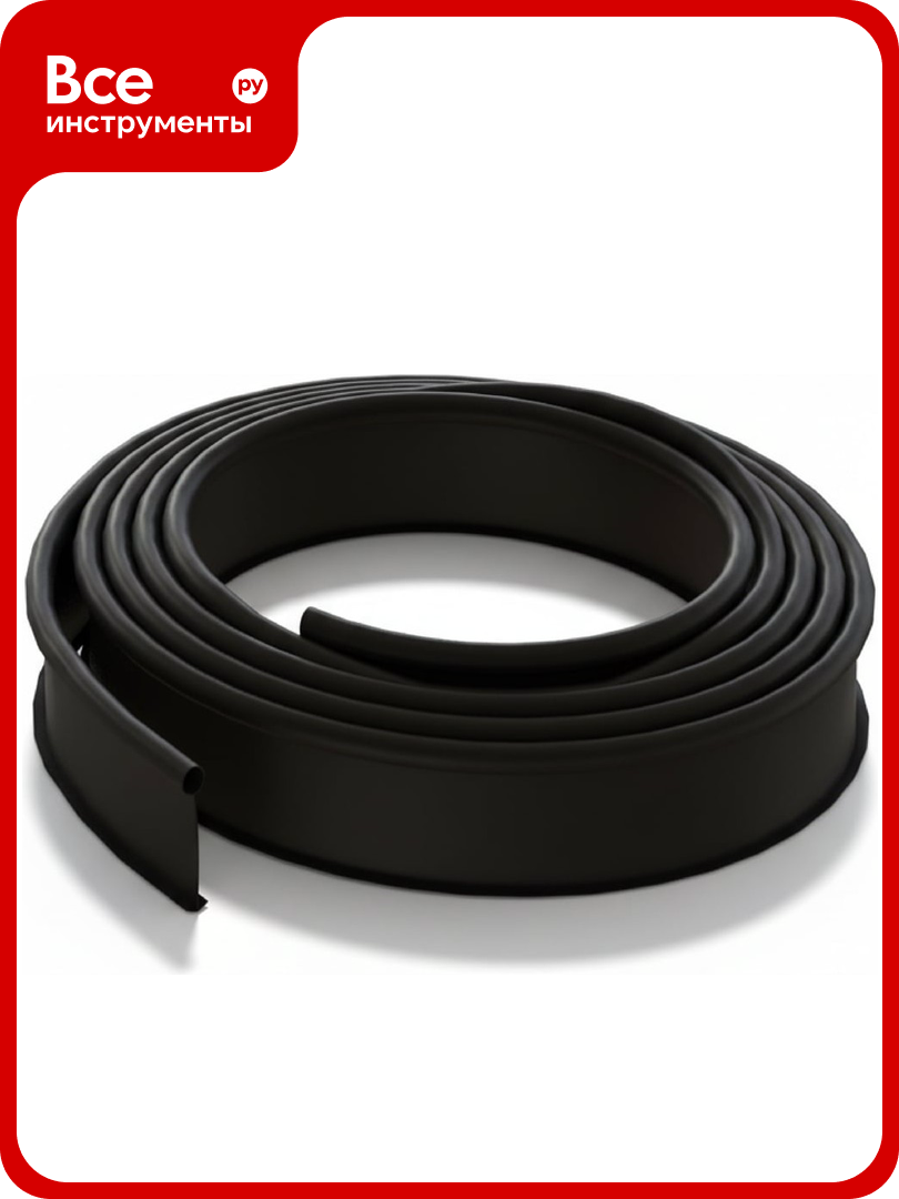 Бордюрная садовая лента ГеоПластБорд Деко, черный цвет, полимерный материал, неразборная конструкция для ограждения