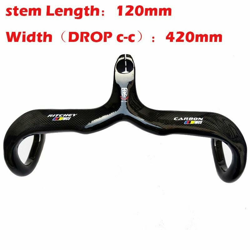 RITCHEY WCS 3K Глянцевый полностью карбоновый интегрированный руль для шоссейного велосипеда, изогнутые рули