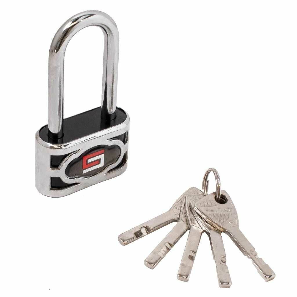 Замок навесной Булат ВС 3-П50-01 ПЛ стальной дисковый 54 мм серый с 5 ключами для гаража и дачи артикул 13651