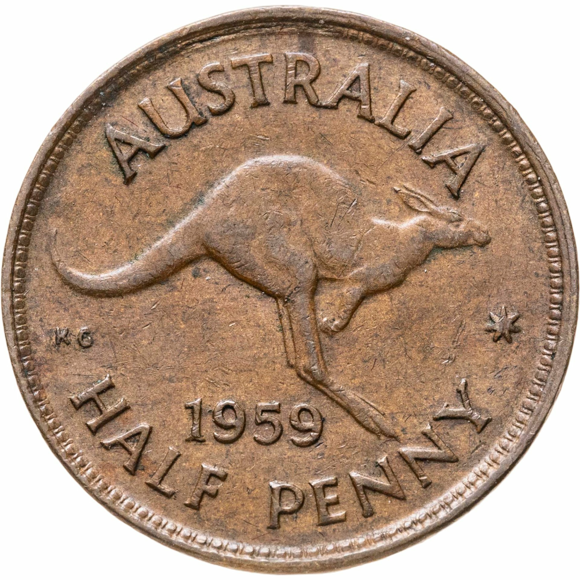 Австралия 1/2 пенни penny 1959, Бронза, в сохранности VF