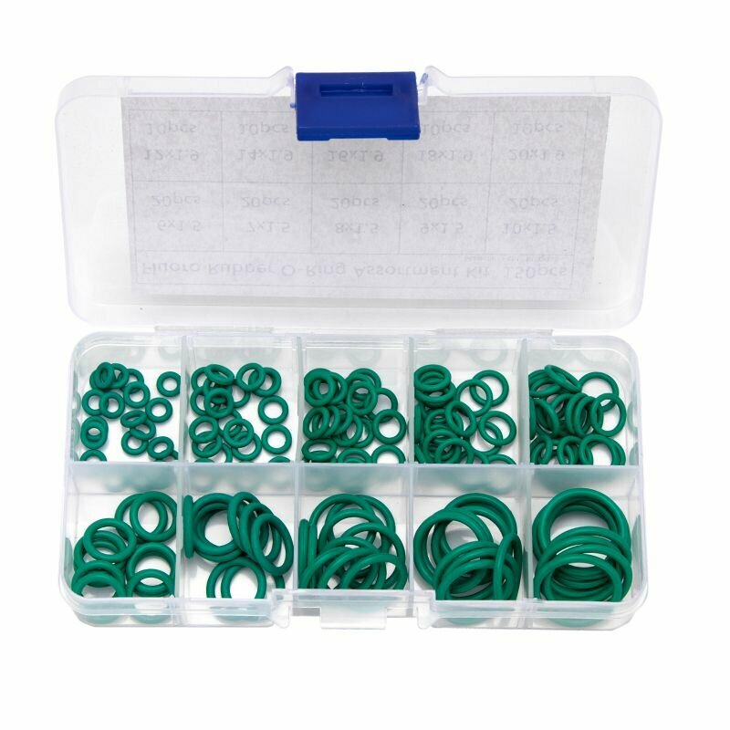 Фторопластовые уплотнительные кольца, кольца типа О, материал FKM, устойчивы к высоким температурам и коррозии, ремонтный комплект с разными размерами, 150 штук в коробке.