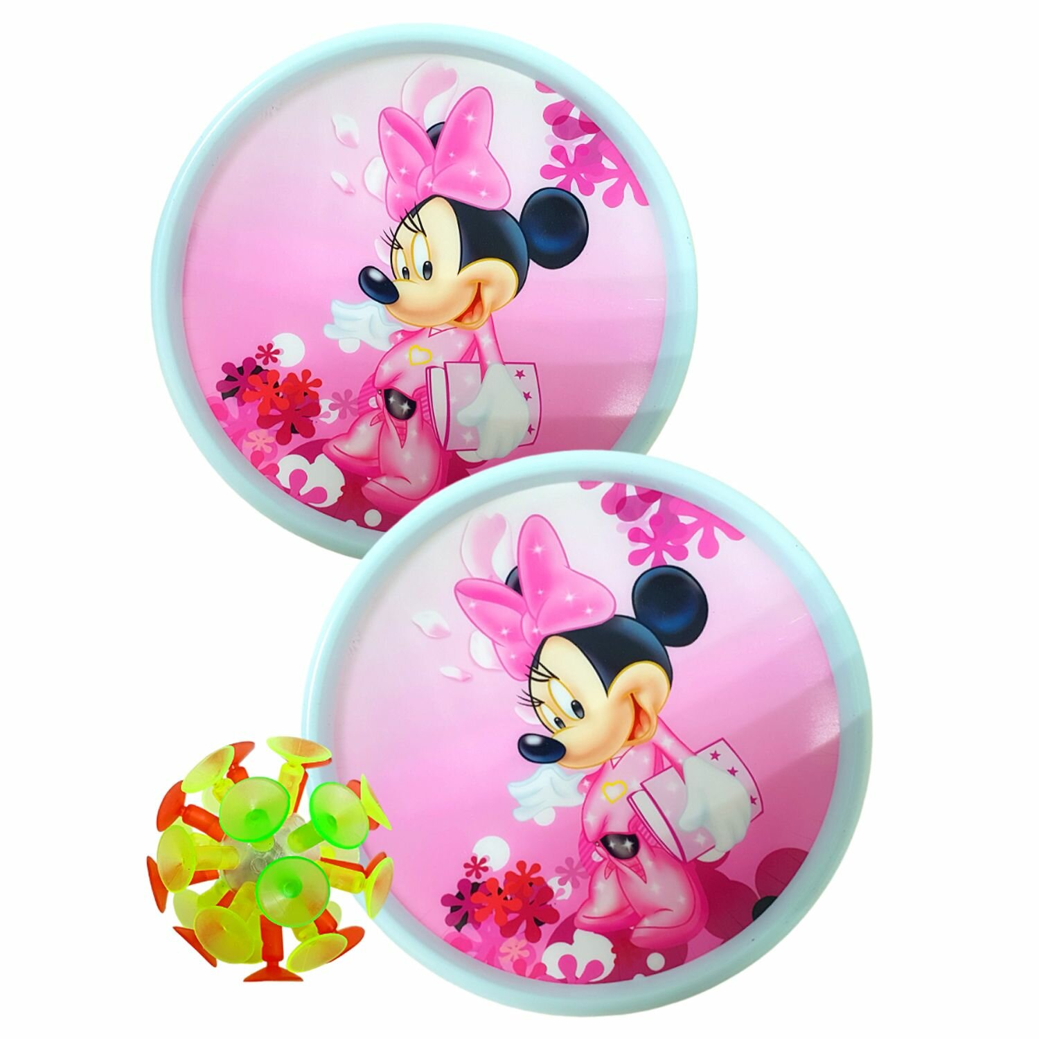 Игровой набор Поймай мяч Кетчбол с тарелками-липучками и светящимся мячиком. Активная игра для детей на улице и дома. Отличный подарок.