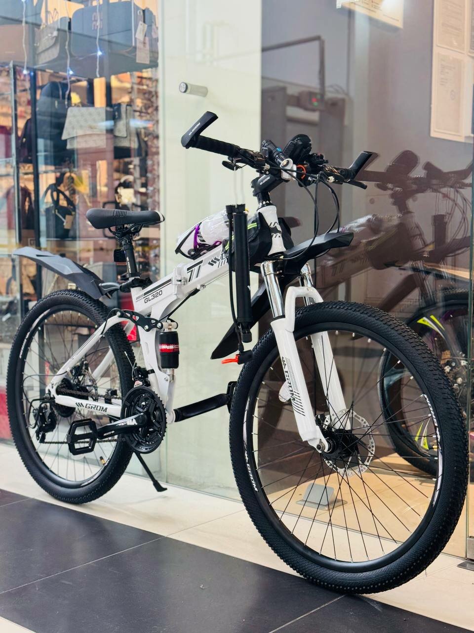 Горный складной велосипед GROM, городской, 26 дюймов / взрослый, мужской и женский для прогулки / скоростной, спортивный велик для подростков белый