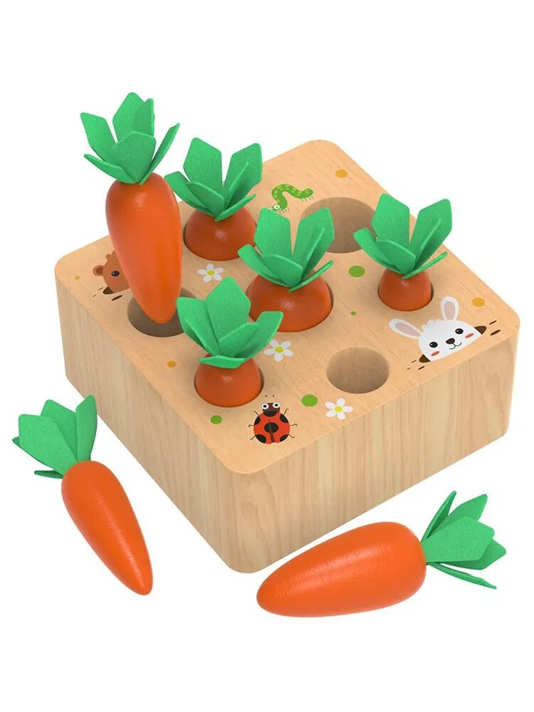 Сортер Морковки Деревянная развивающая игра для малышей с морковками