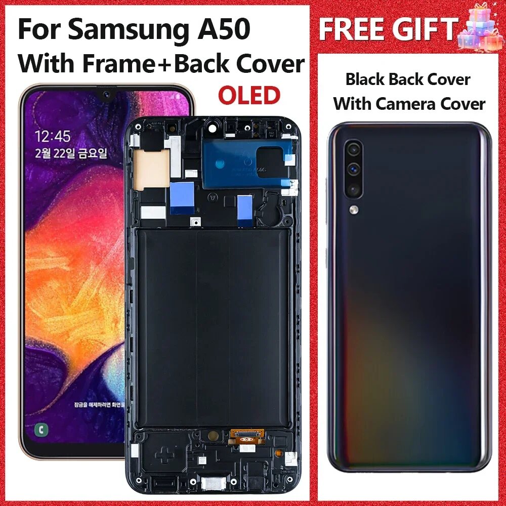 Дисплей для Samsung Galaxy A50 SM-A505F SM-A505FN ЖК-дисплей с сенсорным экраном и OLED Black Kit