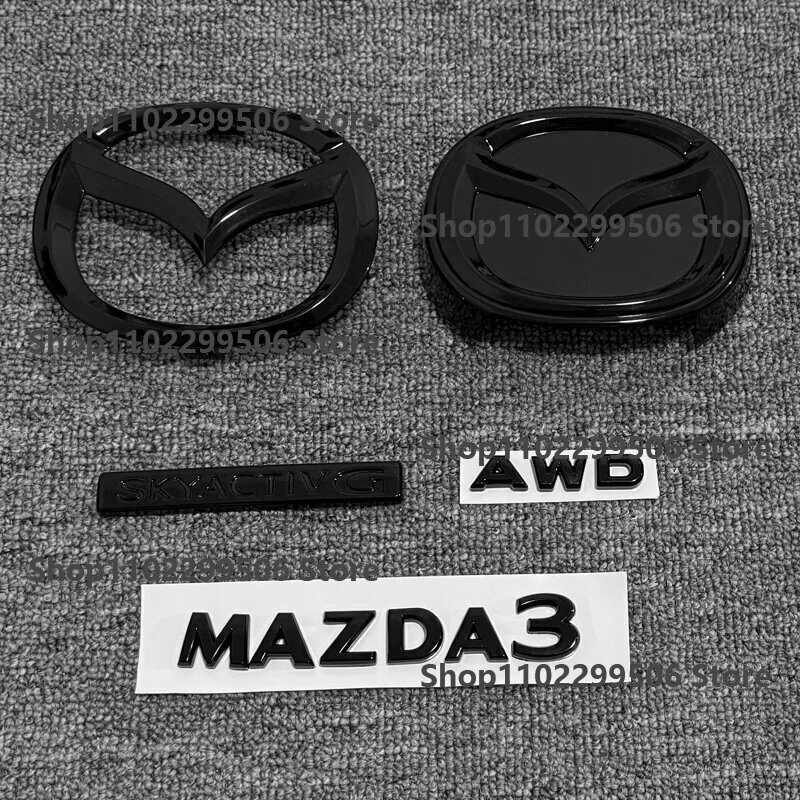 Эмблема ABS для Mazda 3 2019-2025, черный логотип, передняя решетка автомобиля, M3 black 5P