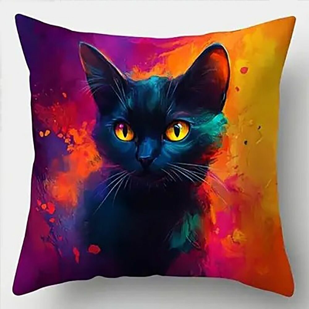 Черная подушка meow Jiongmu, выполненная в фиолетовом неоновом цвете, станет завершающим штрихом интерьера плоская 33d-печать