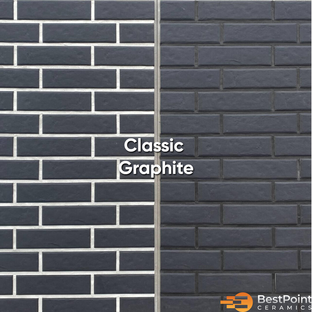 Клинкерная плитка BestPoint "Classic Graphite"24,5x6,5 см (46 шт в коробке), матовая, черная