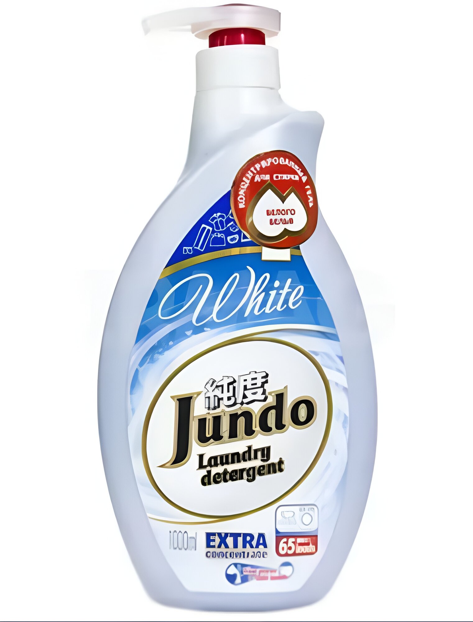 Гель для стирки Jundo, для белого белья, с коллагеном, с дозатором, 1л