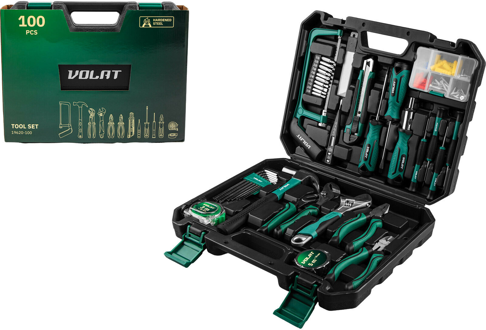 Набор инструментов для автомобиля в чемодане 1/4" 6 граней 100 предметов волат (19620-100)