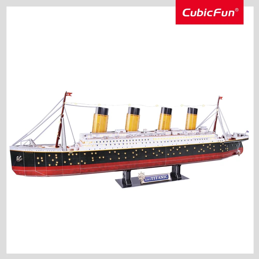 CubicFun 3D пазл Titanic 3D PUZZLE OF корабль 266 деталей со светодиодами, для детей от 14 лет — фото 1