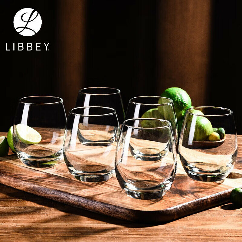 Набор стеклянных чашек Libbey без свинца 330 мл 6 штук для чая сока Цвет：Короткие бутылки 330 мл, набор из 6 штук