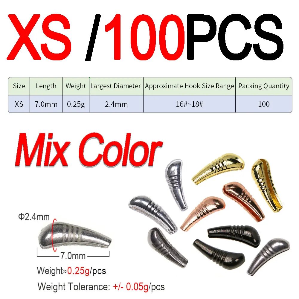 Бусины для нимф ICERIO XS 100шт, Mix Color