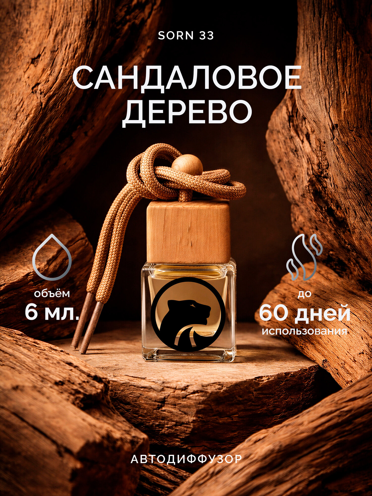 White Pardus Sorn 33 (сандаловое дерево), автопарфюм / ароматизатор для автомобиля, офиса, дома
