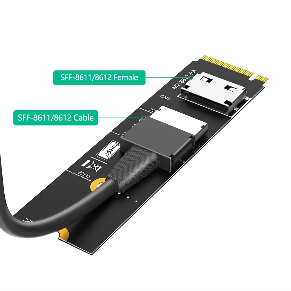 Culebacu Адаптер M.2 NVMe PCI-e 4.0 x4 к OcuLink SFF-8612 4i