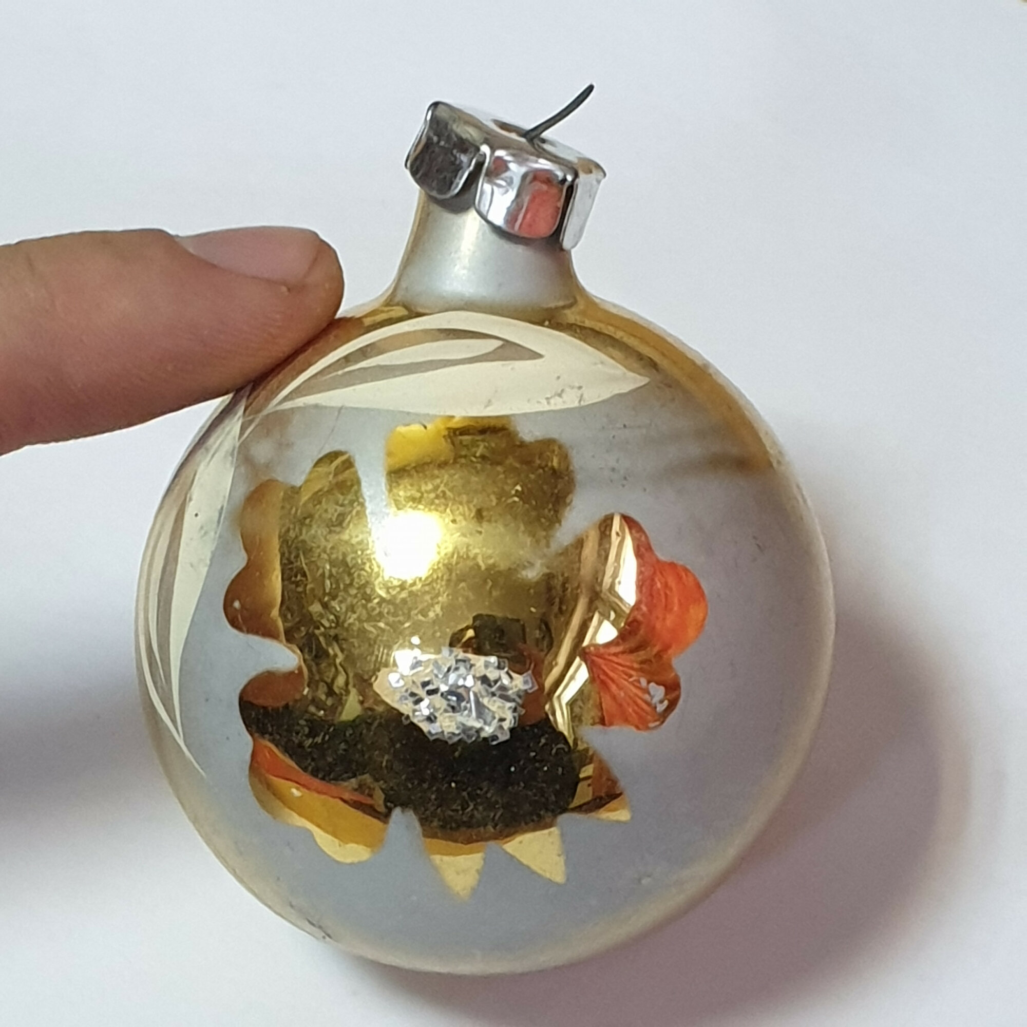 Елочная игрушка шар, Орловская фабрика Победа, стекло, винтаж СССР