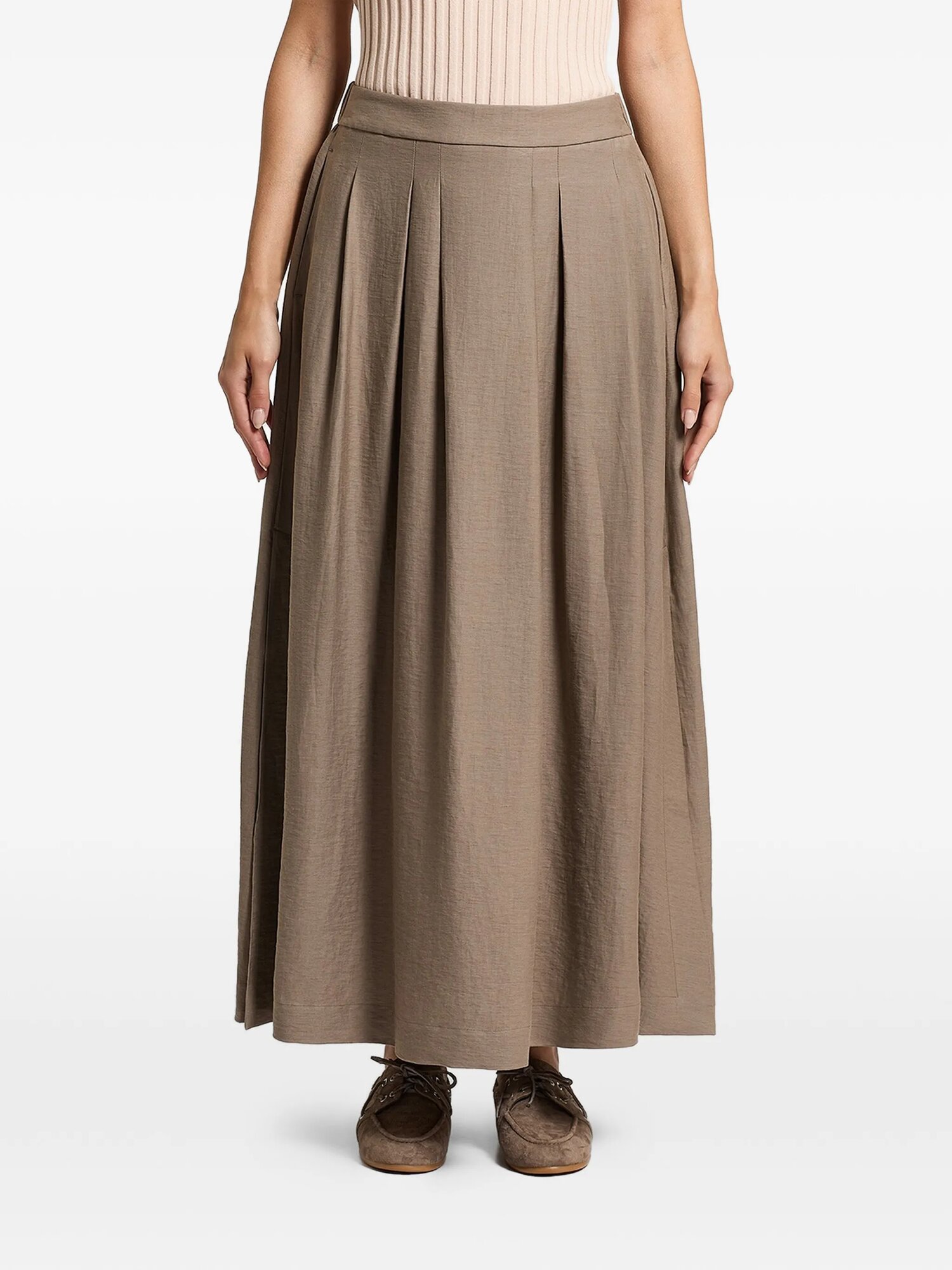 Юбка PESERICO Pleated maxi skirt, размер 38, brown — фото 1