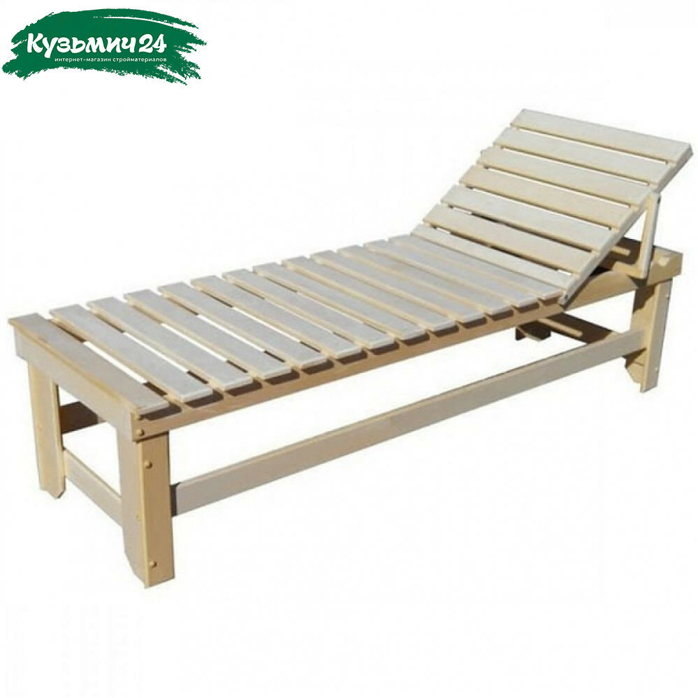 Лежак с регулируемой спинкой, Липа, для бани и сауны, натуральный увет, длина 1800 мм, дерево