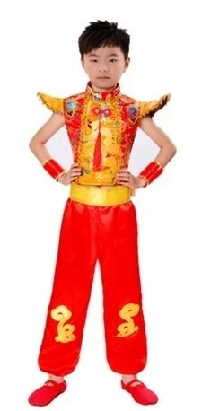 Kinderen Dragon Yangko Hanfu костюм полиэстер 130, Черный, black