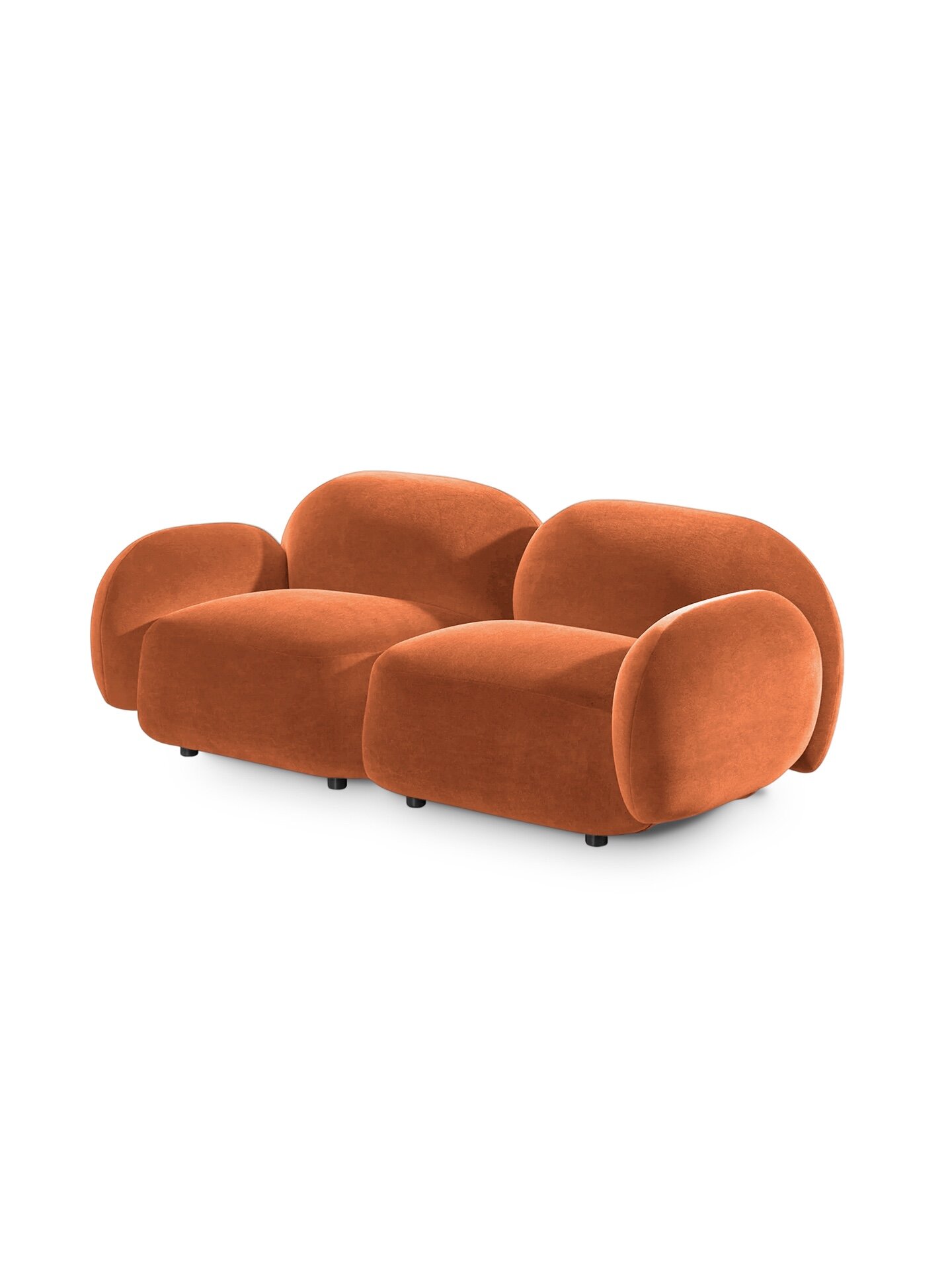 Диван Мальдивы двухсекционный Andria Delta 30 NOW 172x82x73 см, оранжевый Велюр Антивандал, нераскладной Фиеста