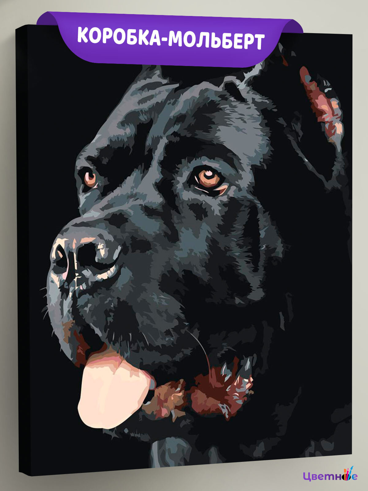 Картина по номерам на холсте с подрамником "Собака Кане корсо черная портрет" Раскраска 40x50 см, Животные Природа