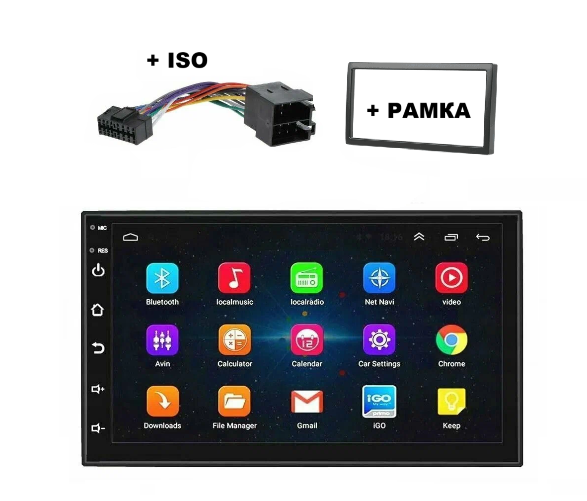 Магнитола 7 дюймов 4/64 ГБ, Андроид + рамка и ISO переходник