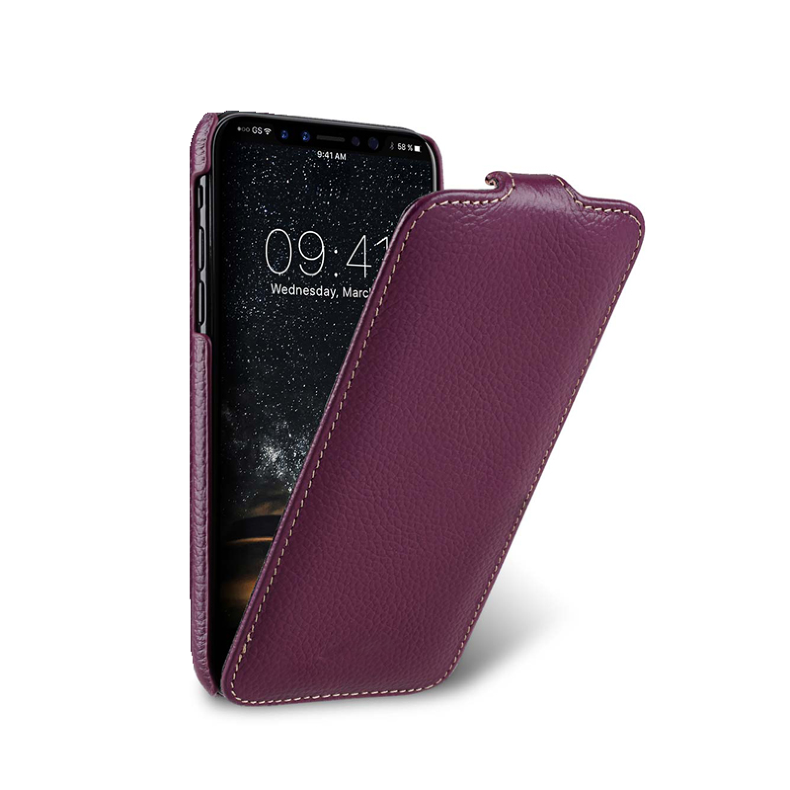 Чехол-флип вертикальный Чехол. ру для Apple iPhone X из натуральной кожи Prestige фиолетовый