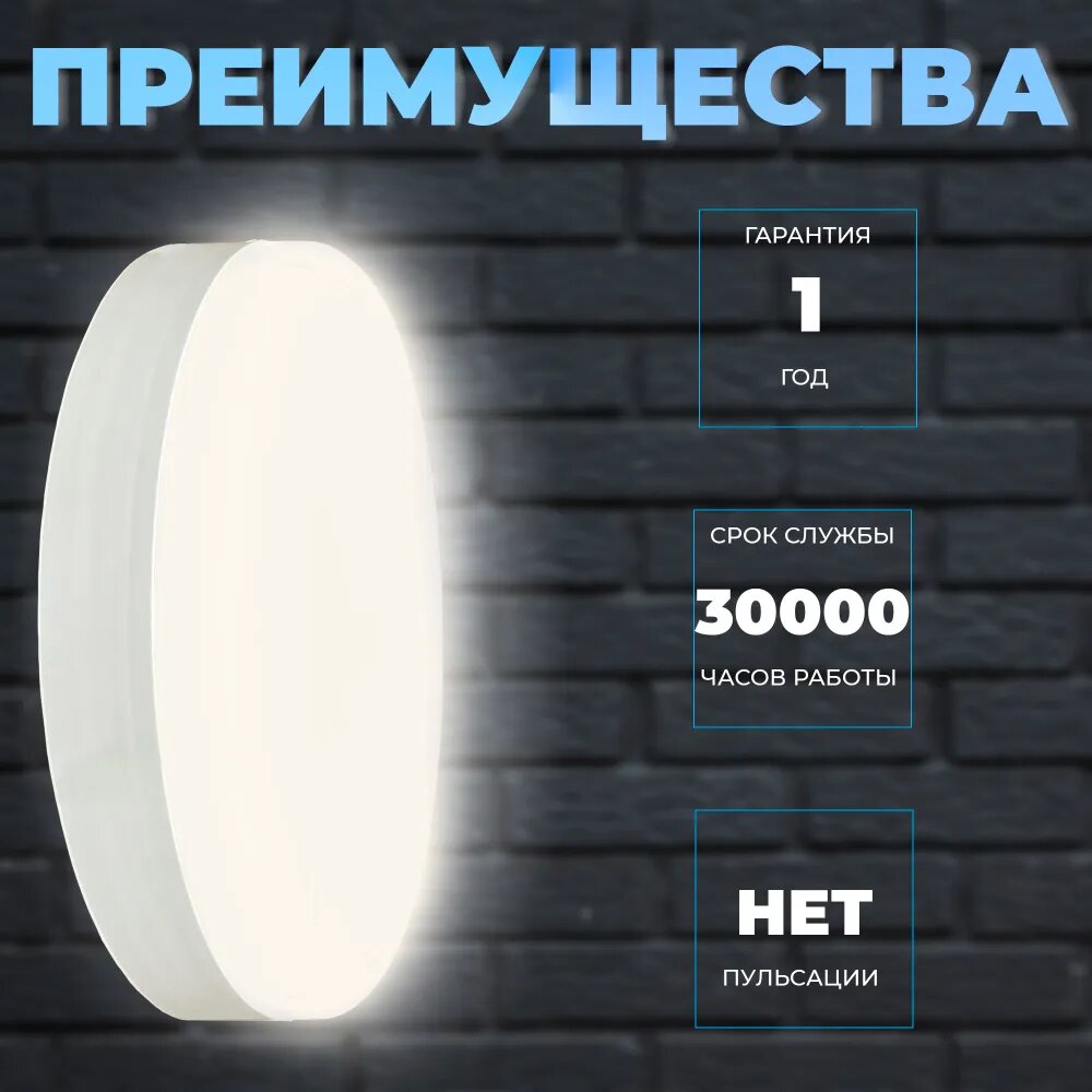 Уличный герметичный LED светильник влагозащищенный потолочный 30вт 2400лм 4000K — фото 1