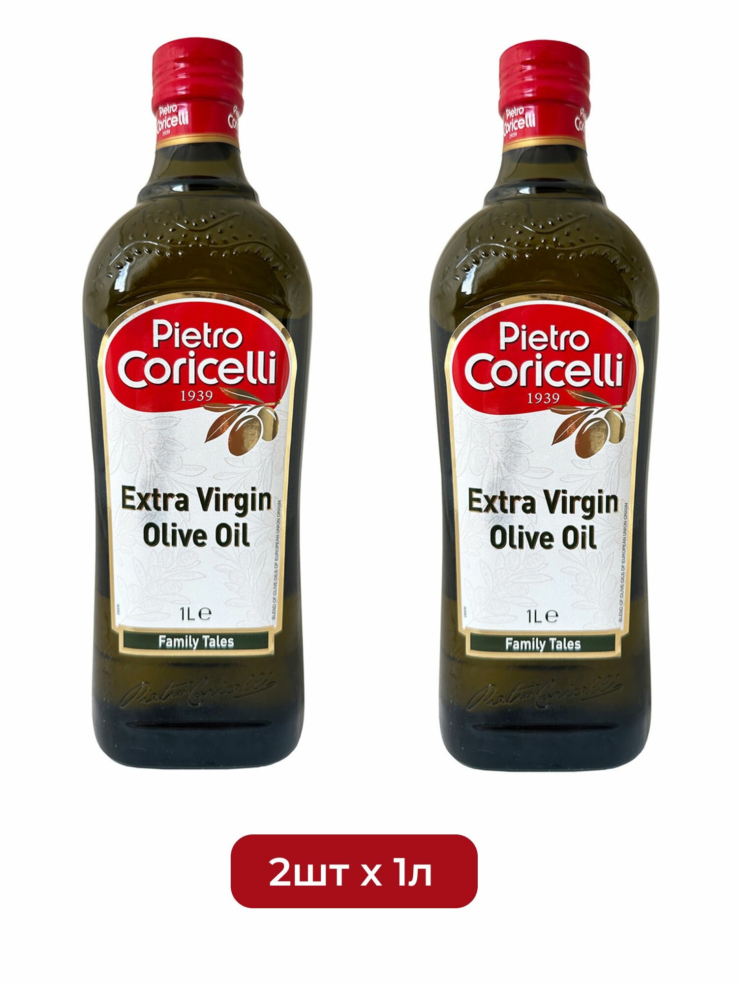 Масло оливковое Pietro Coricelli Extra Virgin нерафинированное, стекло, 1л х 2шт.
