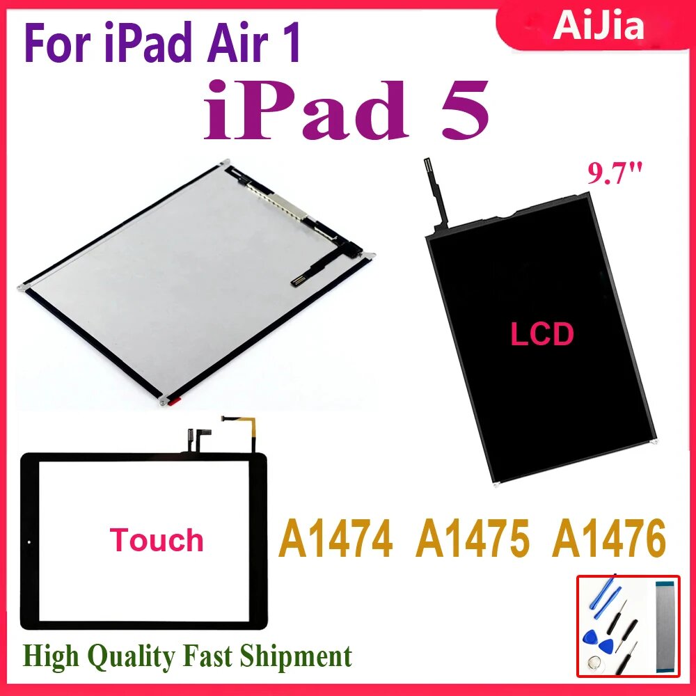 ЖК-дисплей 9,7 дюйма для iPad 5 iPad Air 1 Black Touch and LCD